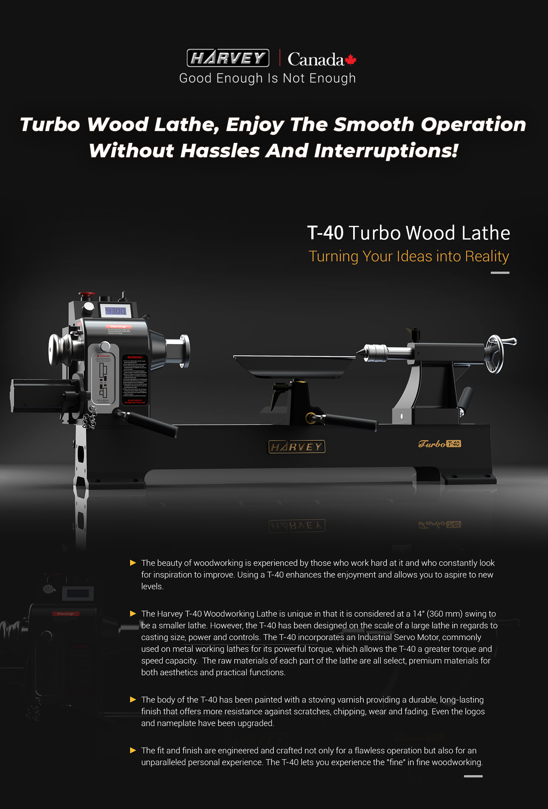 6.21 CA Turbo Wood Lathe, Enjoy The Smooth Operation Without Hassles ...